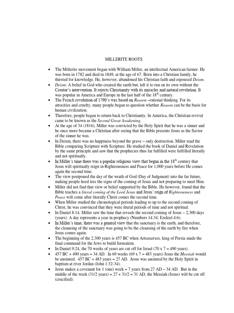 Millerite Roots | PDF | Jesus | Adventism