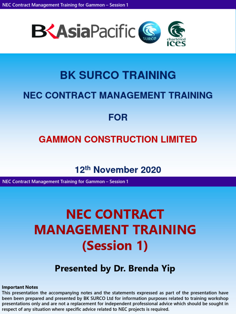 NEC Training To Gammon - Session 1 (12nov20) | PDF | Business