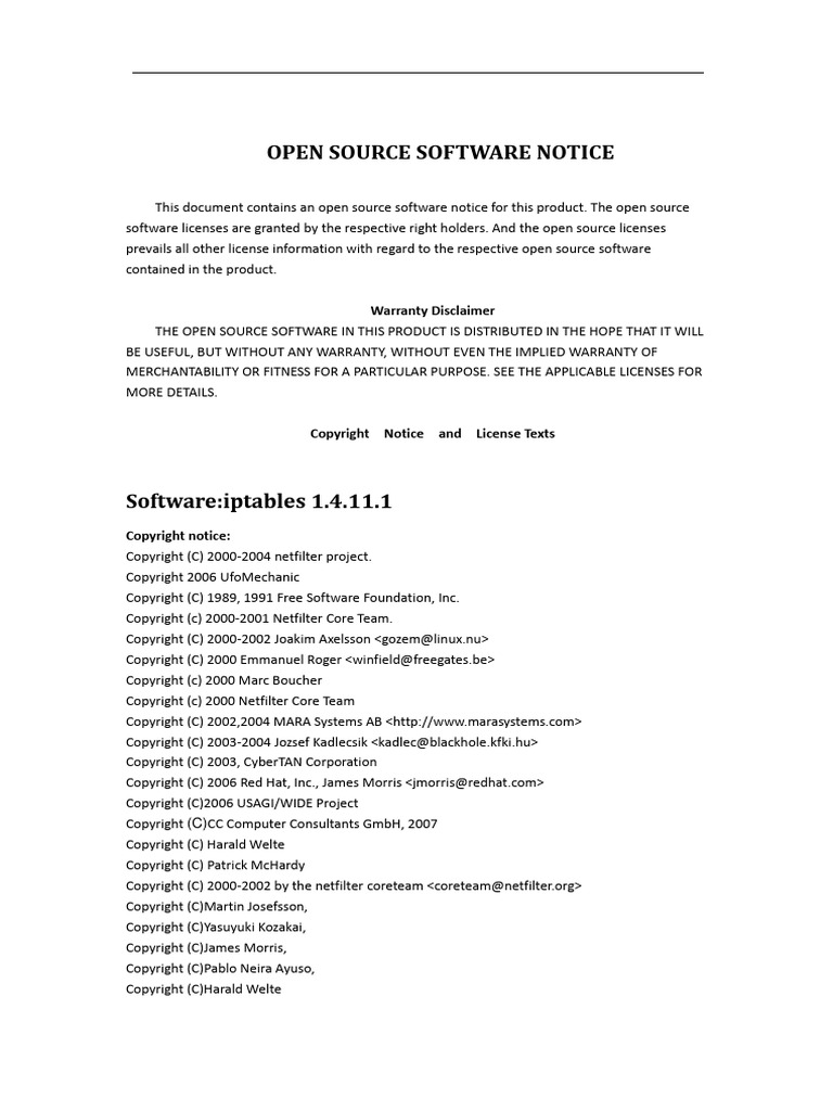 Open Source Software Notice | PDF | Source Code | Free Software