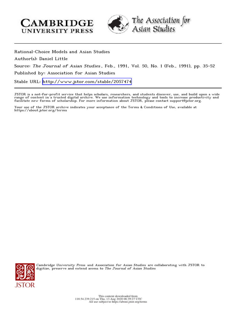 6 Rational-Choice Models and Asian Studies | PDF | Rationality | Utility
