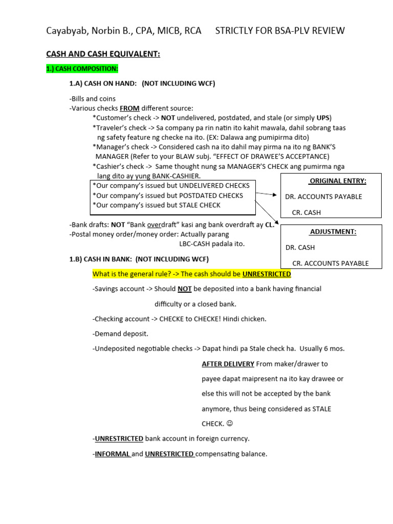 Handouts in Cash & Cash Equiv. | PDF | Working Capital | Cash