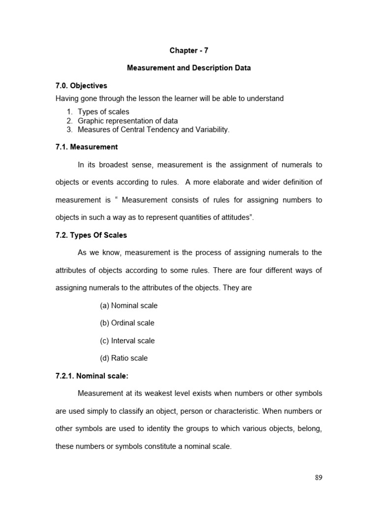 Chapter - 7 Measurement and Description Data 7.0. Objectives | PDF ...