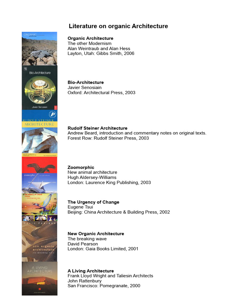 Organic Architecture Literature Guide | PDF | Environmental Design | Design