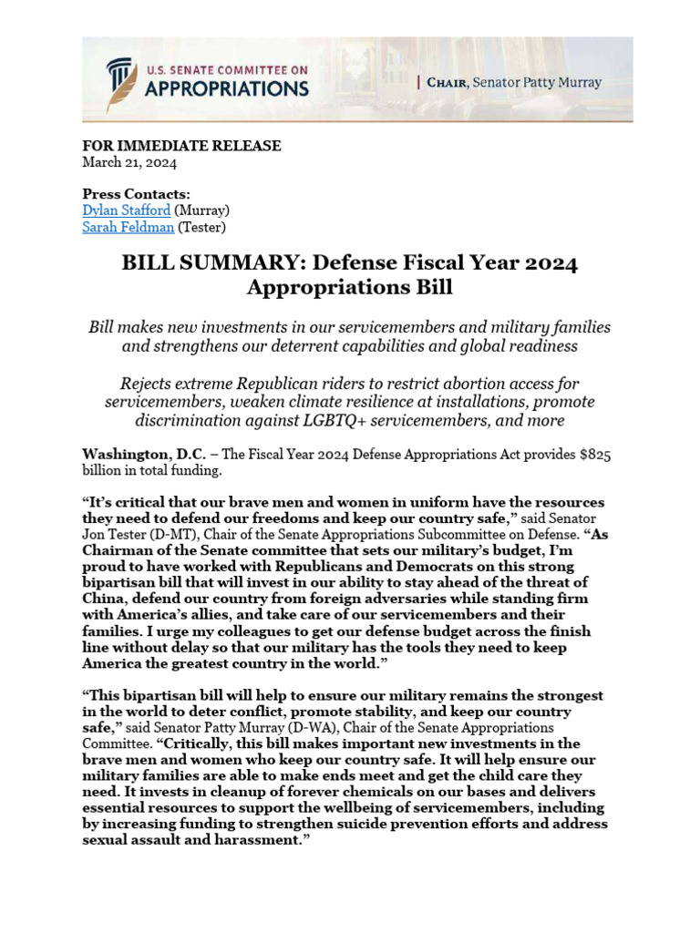 fy24_defense_bill_summary | PDF | Missile | Unmanned Aerial Vehicle