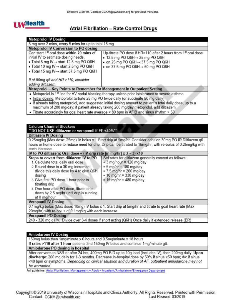 Atrial Fibrillation MGT - Rate Control Drugs 190312 | PDF | Clinical ...