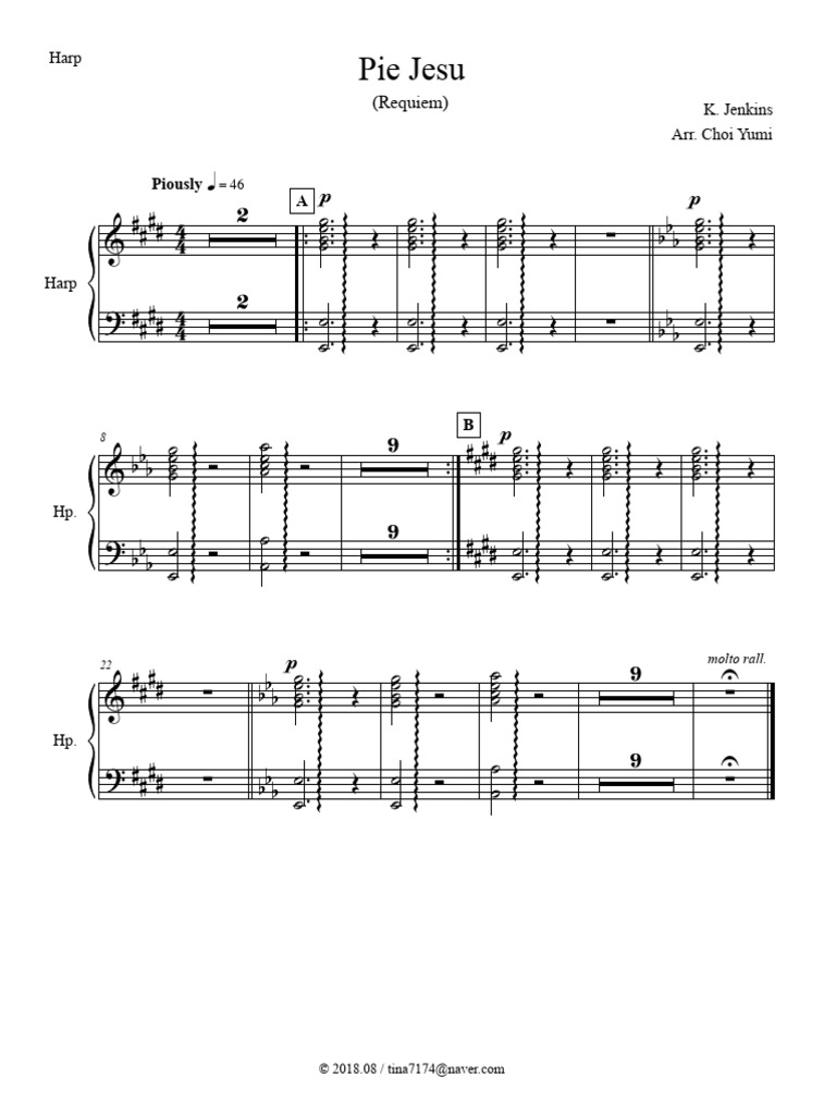 Harp - Pie Jesu - K.Jenkins - Yumi | PDF