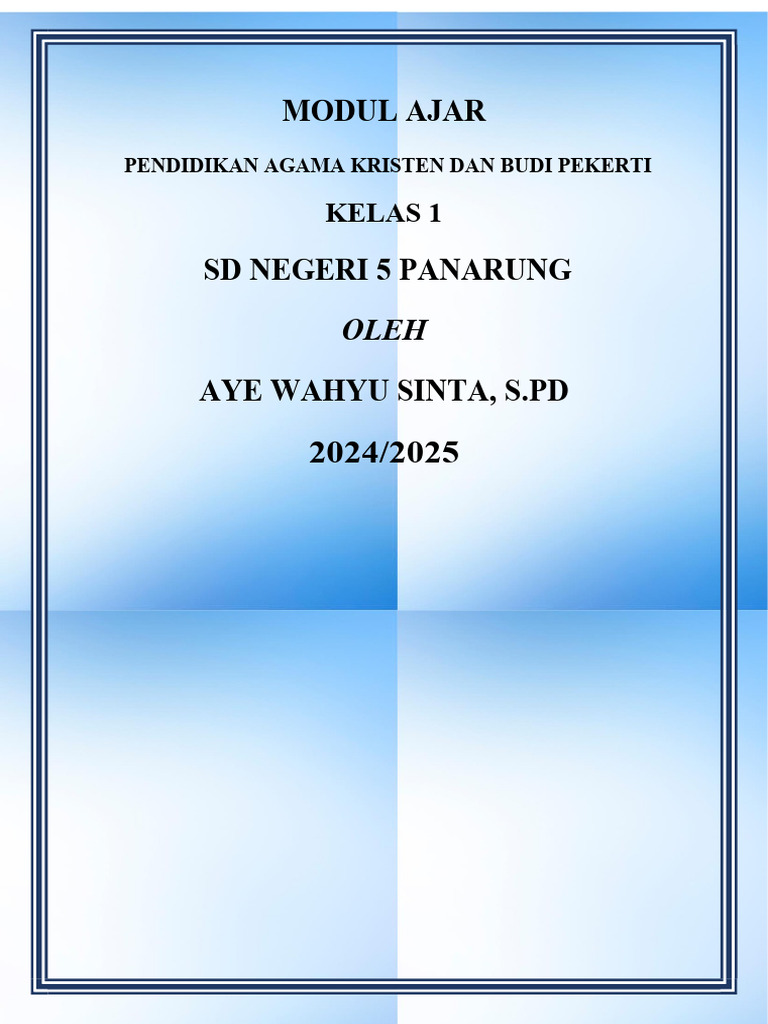 Modul Ajar PAK SDN 1 | PDF