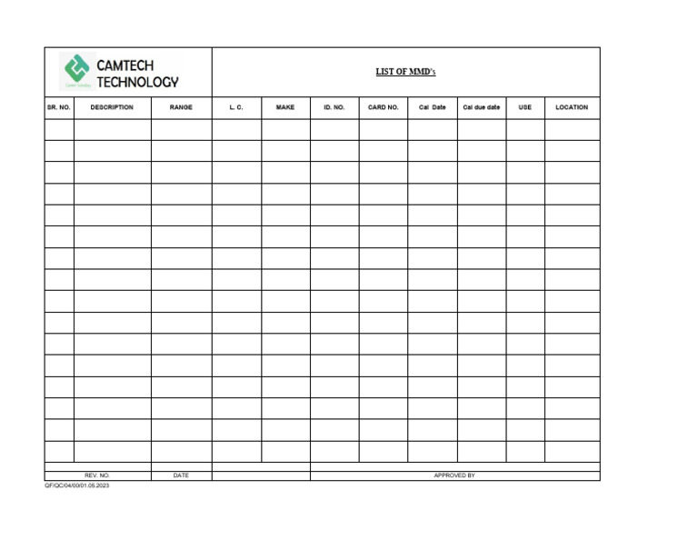 QF-QC-04 Master List of Gauges & Instruments | PDF