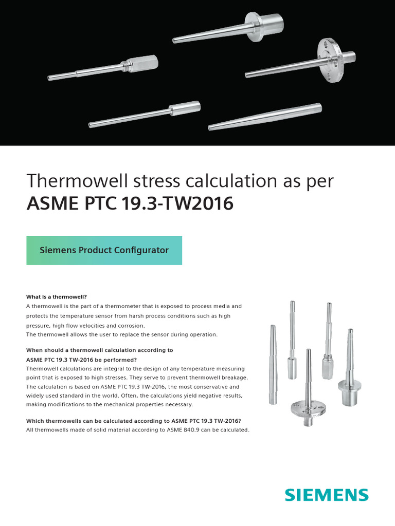 Thermowell Stress Calculation Guide | PDF | Fluid Dynamics | Metrology