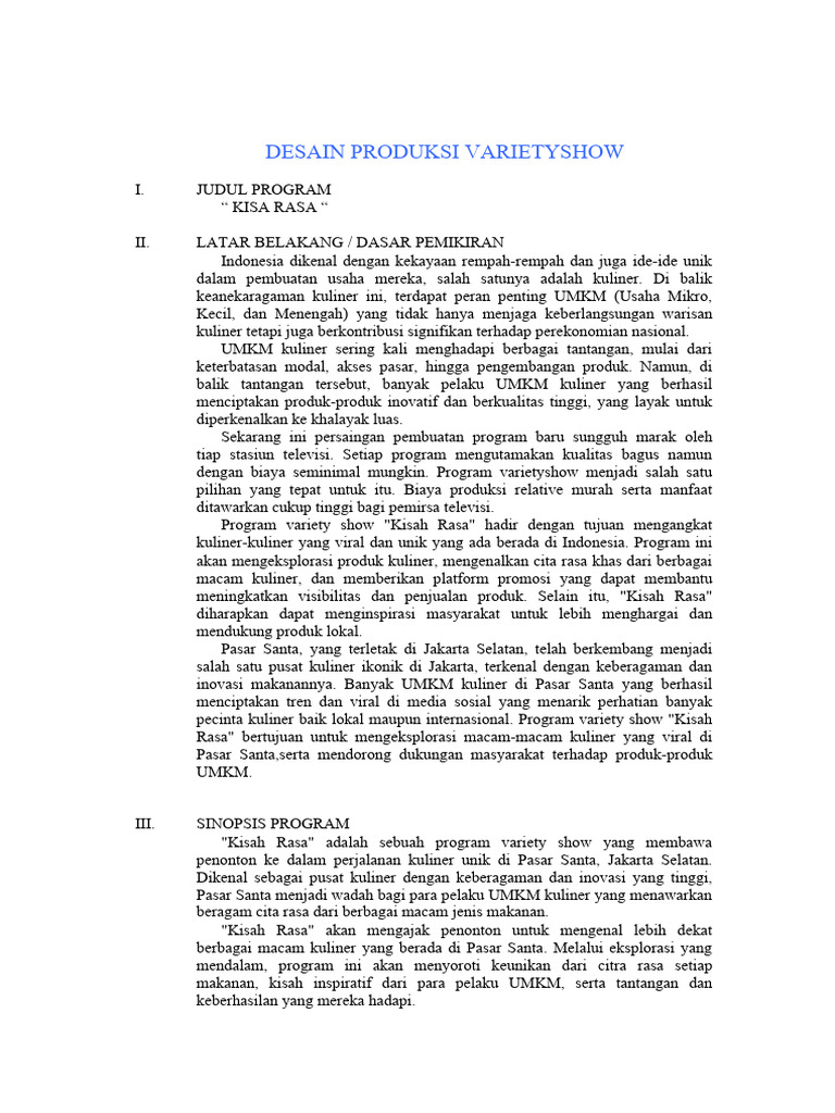 Desain Program Variety Show | PDF