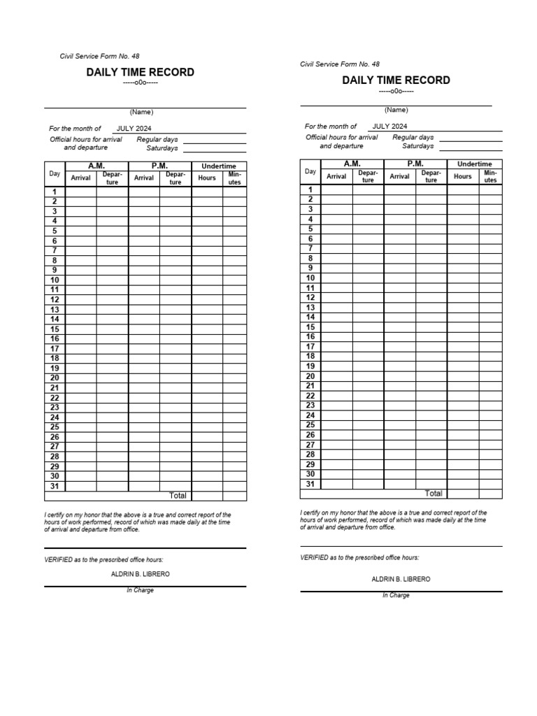 Annex D - Daily Time Record | PDF