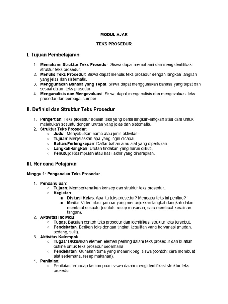 Modul Ajar Kelas XI Tentang Teks Prosedur | PDF