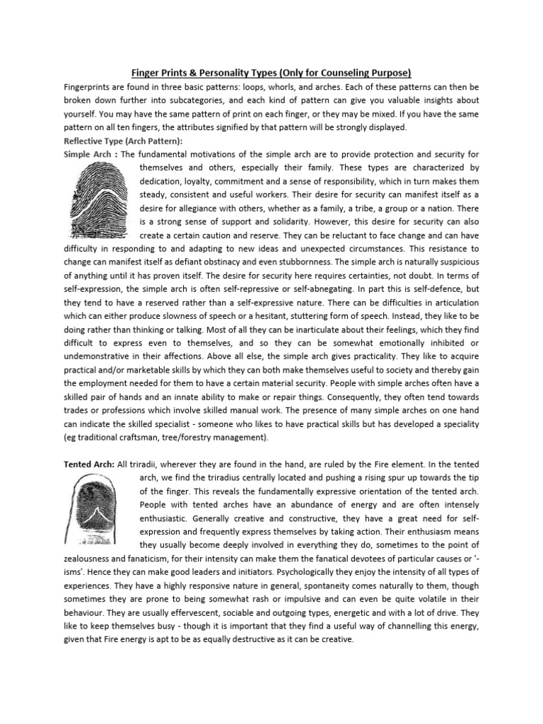 Personality & FingerPrint Patterns | PDF | Fingerprint | Mind