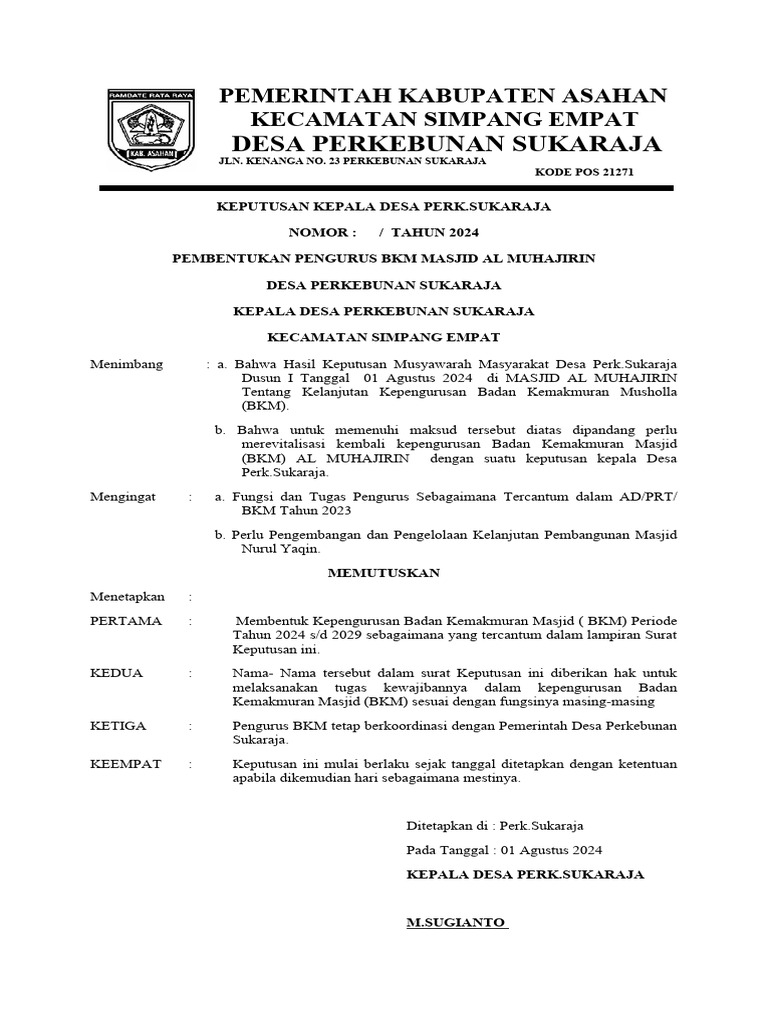 SK BKM Masjid Al-Muhajirin | PDF