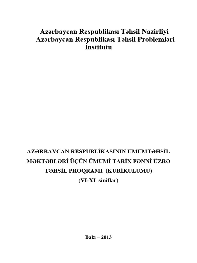9 - Ümumi Tarix-Kurikulum | PDF