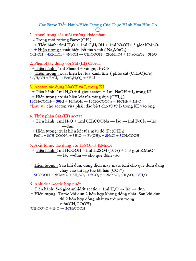 Ôn Thi TH C Hành Hóa H U Cơ | PDF