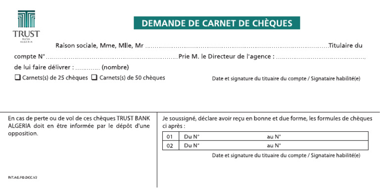 Demande de Carnet de Cheque | PDF