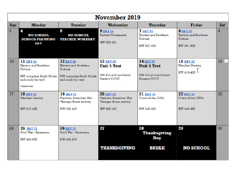 November Calendar | PDF
