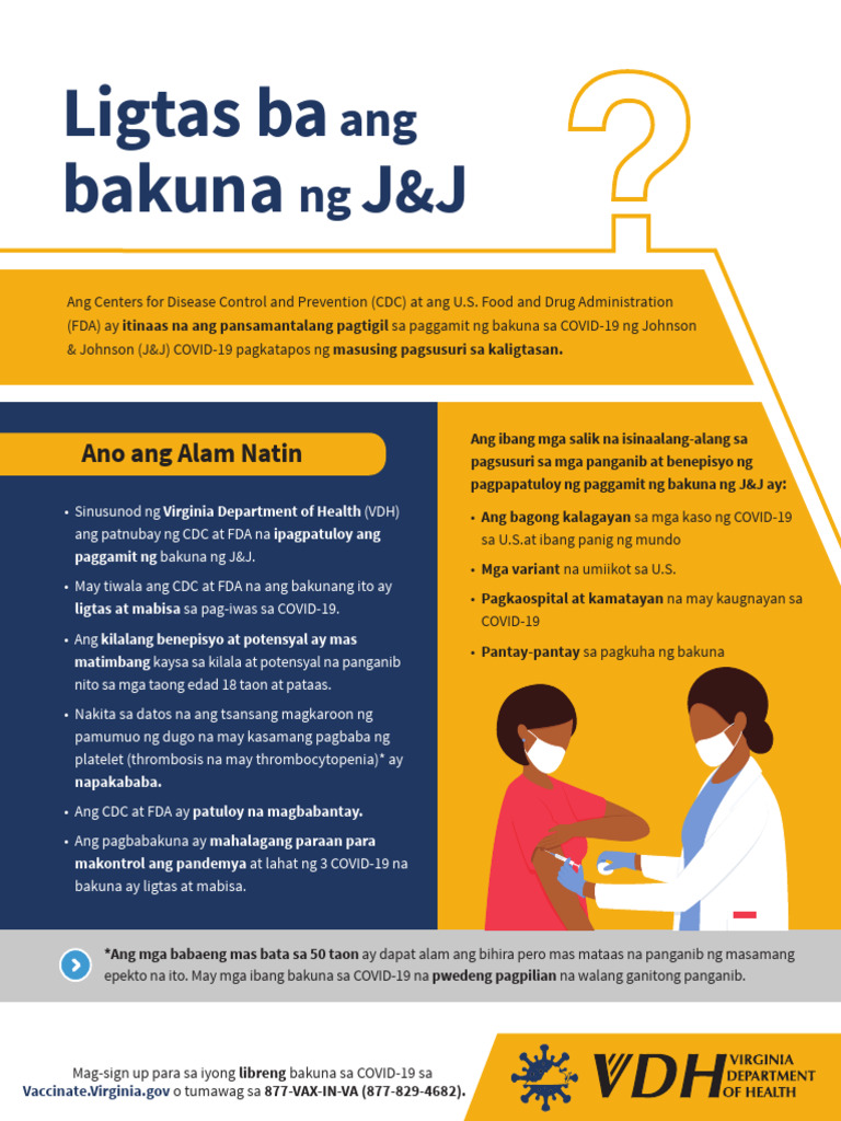 VDH Fact Sheet JJ Vaccine Safety Tagalog | PDF