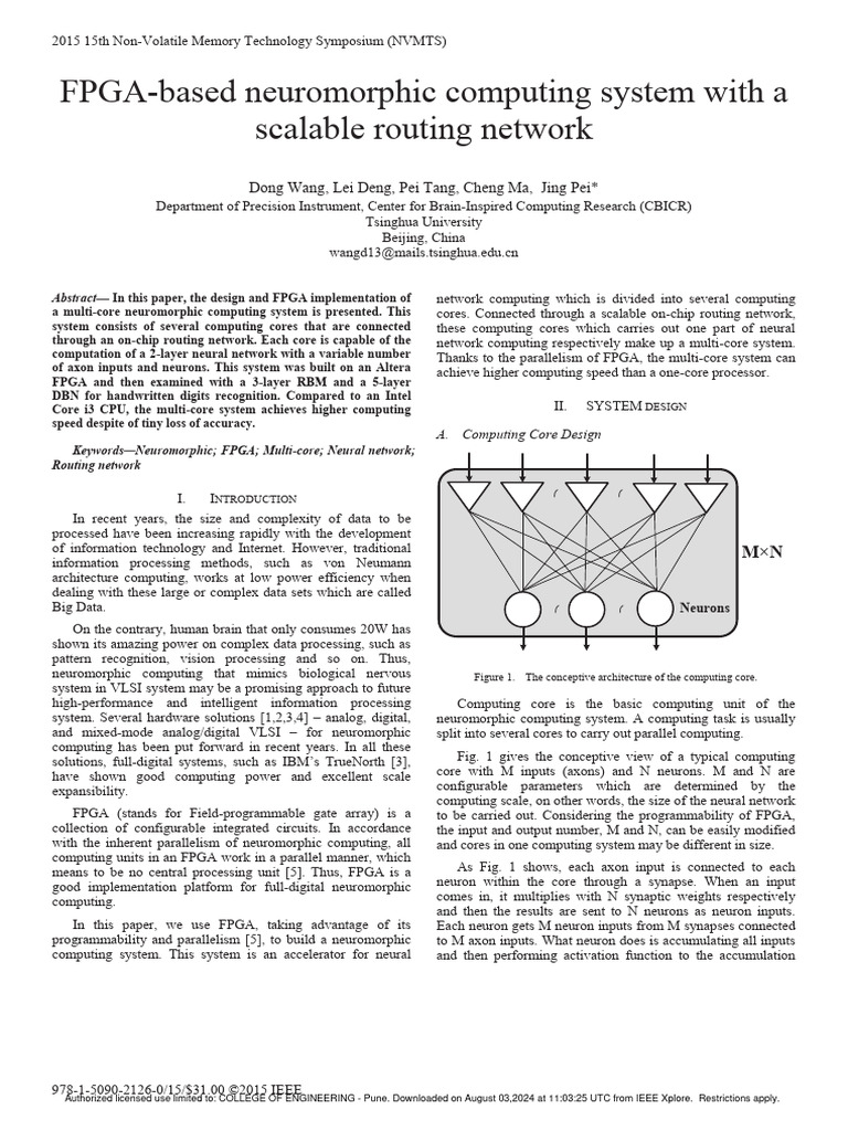 Fpga Based Neuromorphic Computing System With A Scalable Routing Network Pdf Multi Core