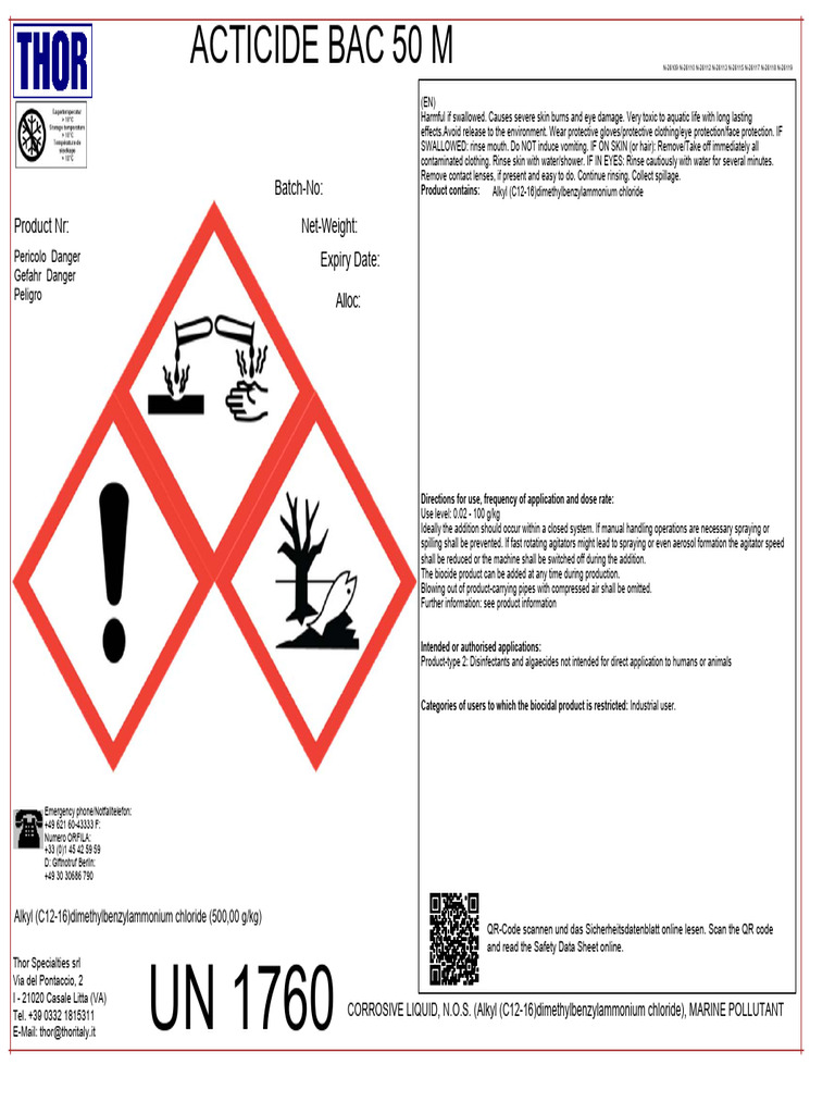 Acticide Bac 50 M 2022 08 17 b02 | PDF | Chemical Substances