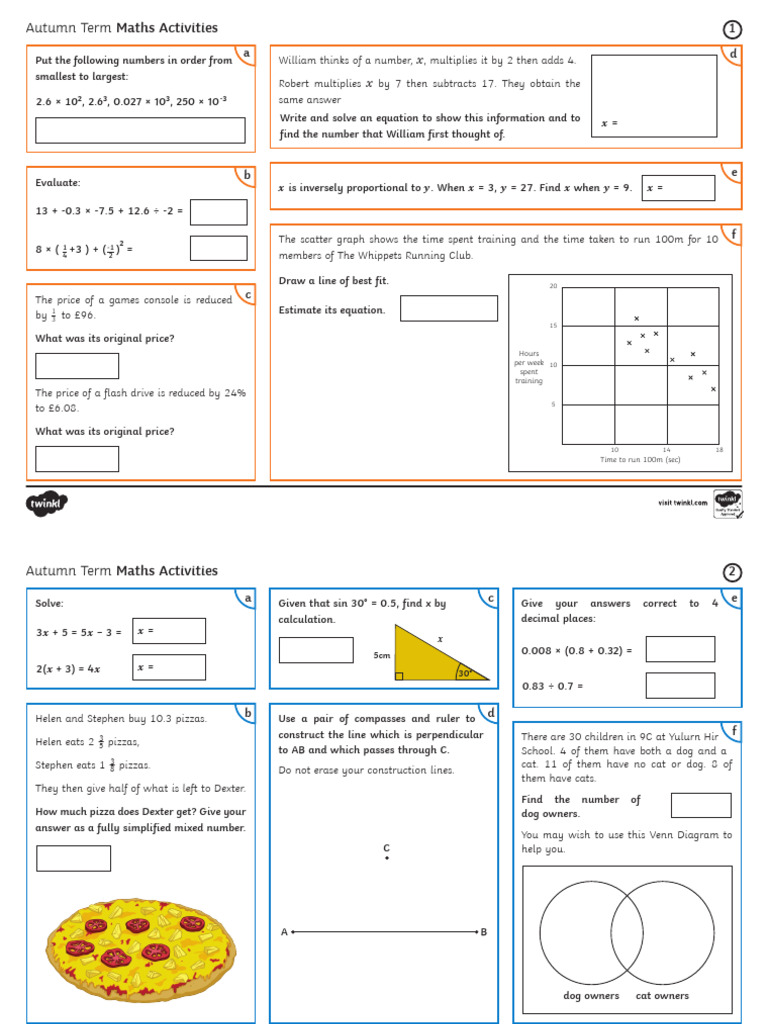 Autumn Term Maths Activities Guide | PDF | Euclidean Geometry | Mathematics