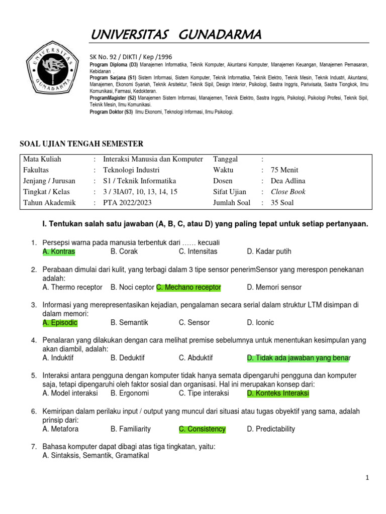 Uts Imk - Jawaban | PDF | Seni | Komputer