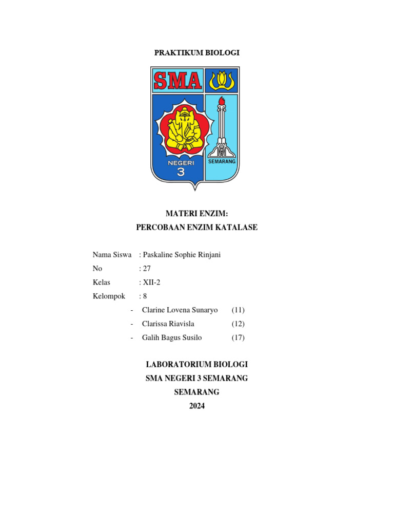 Praktikum Enzim Katalase - Paskaline Sophie - Xii-2 - 27 | PDF