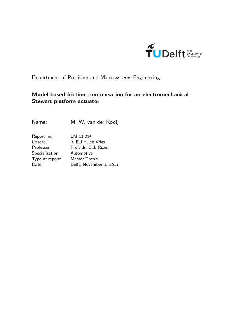 Model Based Friction Compensation For An Electromechanical Stewart Platform Actuator | PDF ...