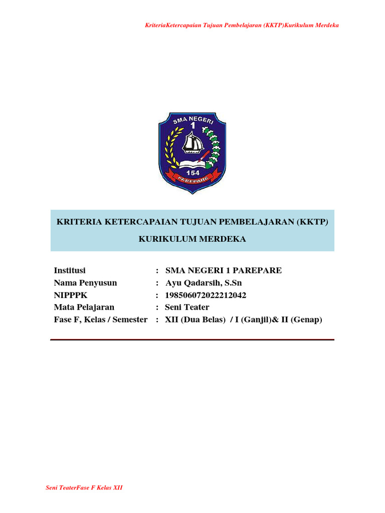 KKTP - Seni Teater Fase F Kelas XII | PDF