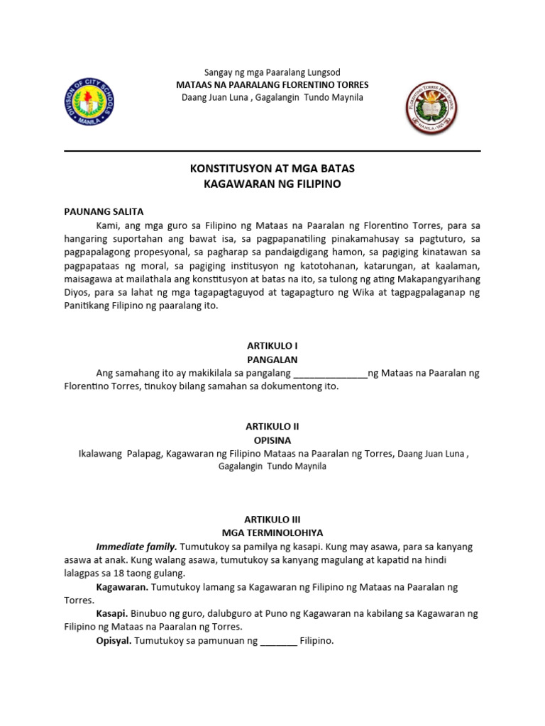 BY-LAWS-NG-KAGAWARAN-NG-FILIPINO | PDF