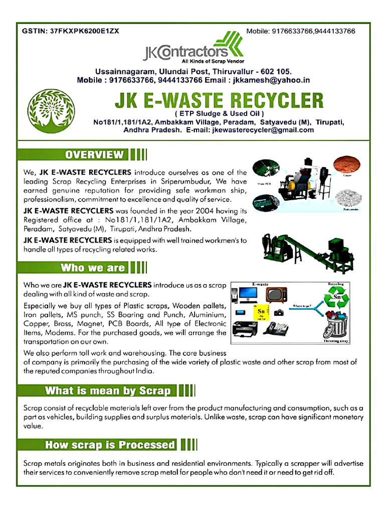 JK E-Waste Profile | PDF