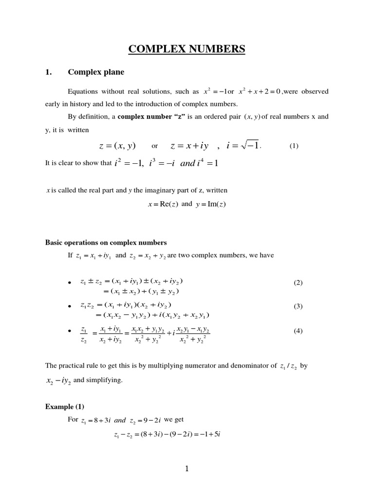 Complex Revision (From Doctor) | PDF | Complex Number | Euclidean Geometry Complex Revision (From Doctor) | PDF | Complex Number | Euclidean Geometry