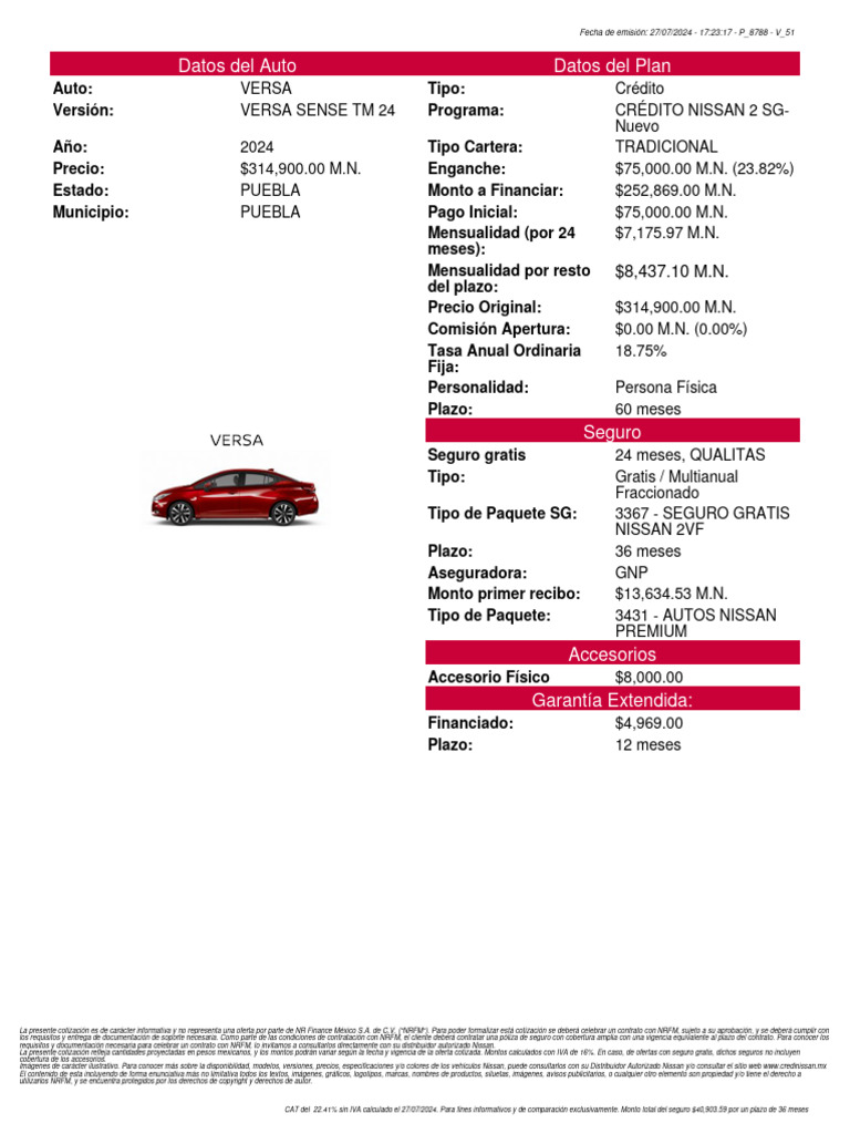 COTIZACION VERSA SENSE MT 75 MIL ENG 60 MESES | PDF | Póliza de seguros | Derechos de autor