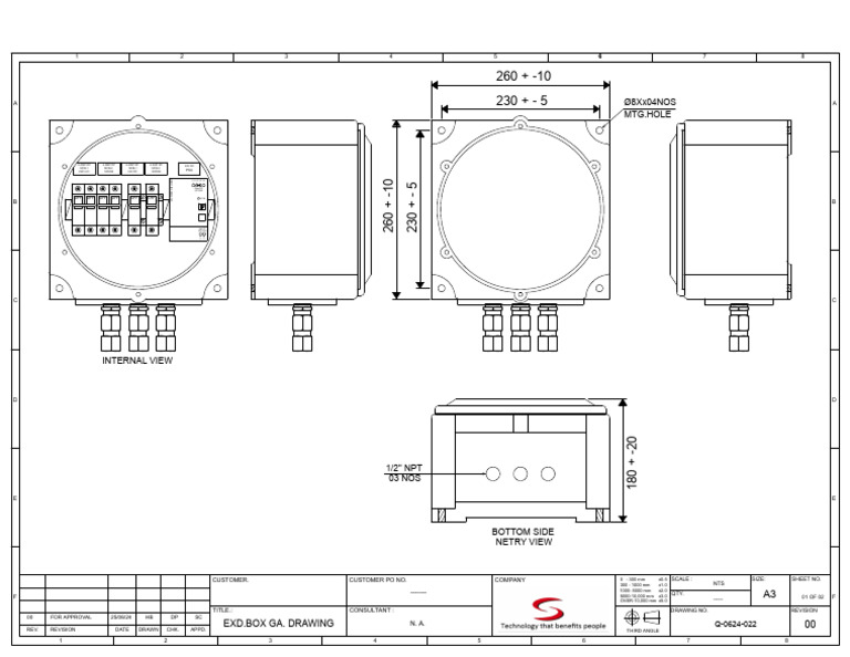 Ø8Xx04NOS MTG - Hole: Exd - Box Ga. Drawing | PDF | Electrical ...