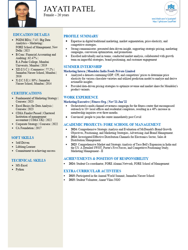 Jayati Patel | PDF | Marketing | Data Science