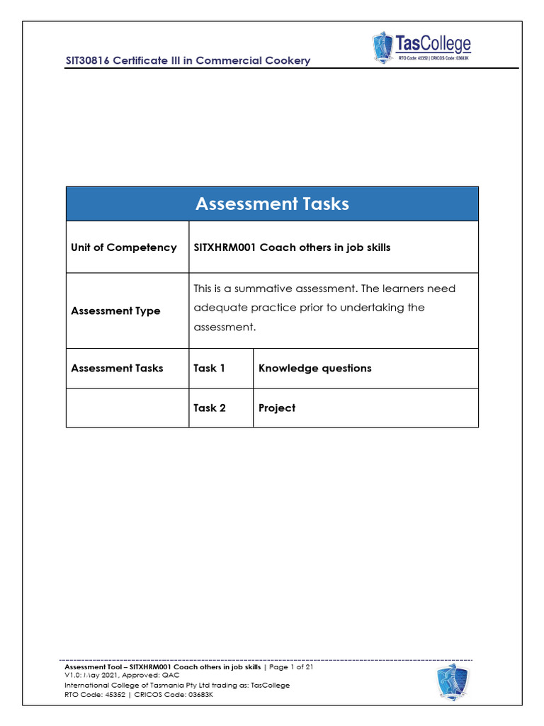 SITXHRM001 - V1.0 - Assessment Task 1 & 2 Completed | PDF | Educational ...