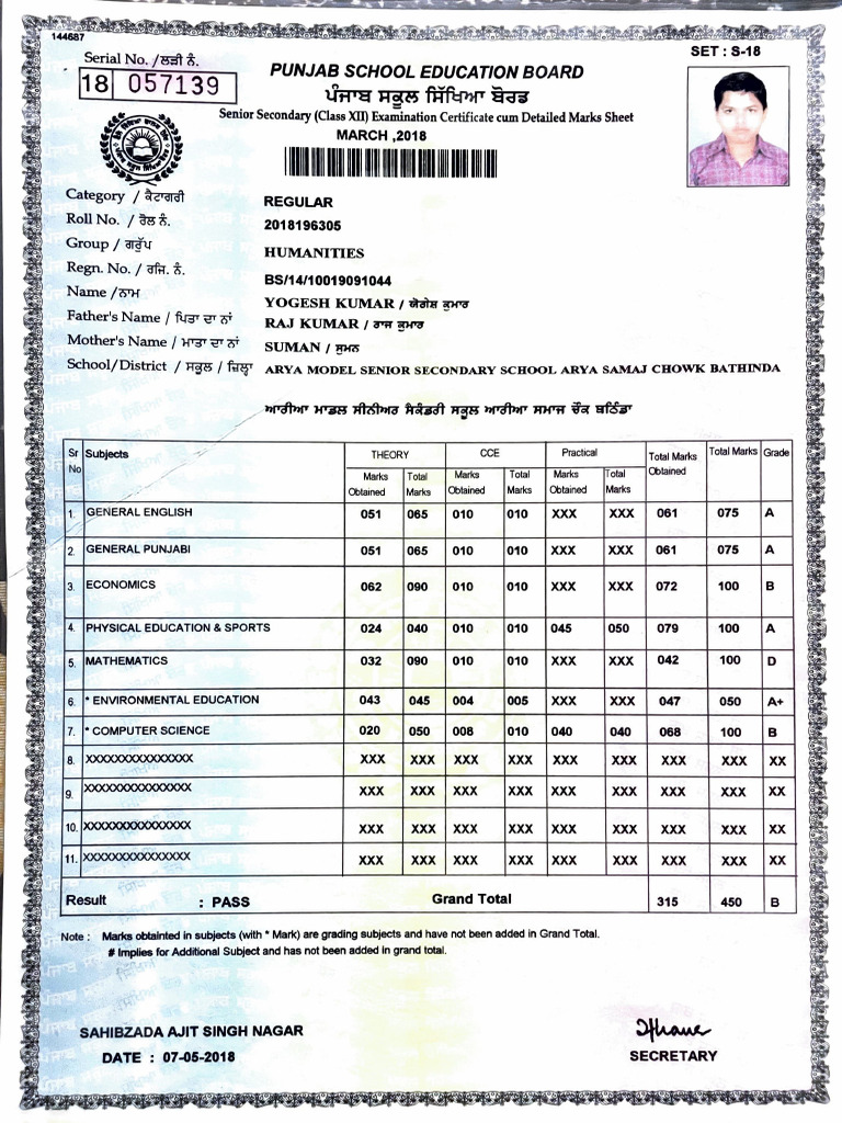 Punjab School Education Board 12th | PDF | Science