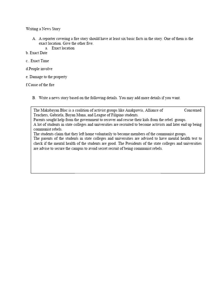 News Story Writing for Class 10 | PDF | Social Science | Wellness