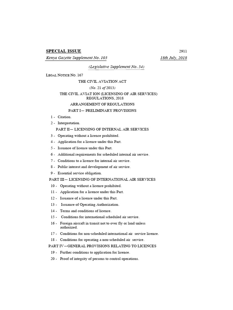 Civil Aviation Licensing Regulations 2018 | PDF | License | Lease