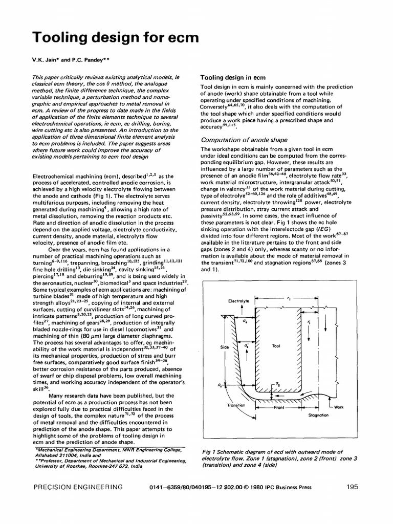 Tooling Design For Ecm | PDF | Electrical Resistivity And Conductivity ...