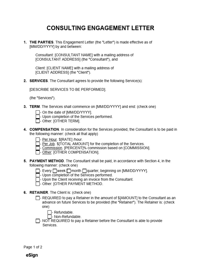 Consulting Engagement Letter | PDF | Consultant | Private Law