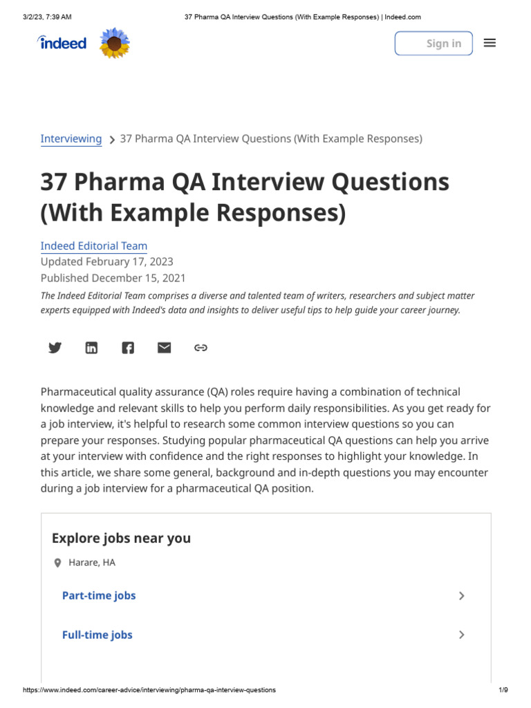 37 Pharma QA Interview Questions Guide | PDF | Quality Assurance ...