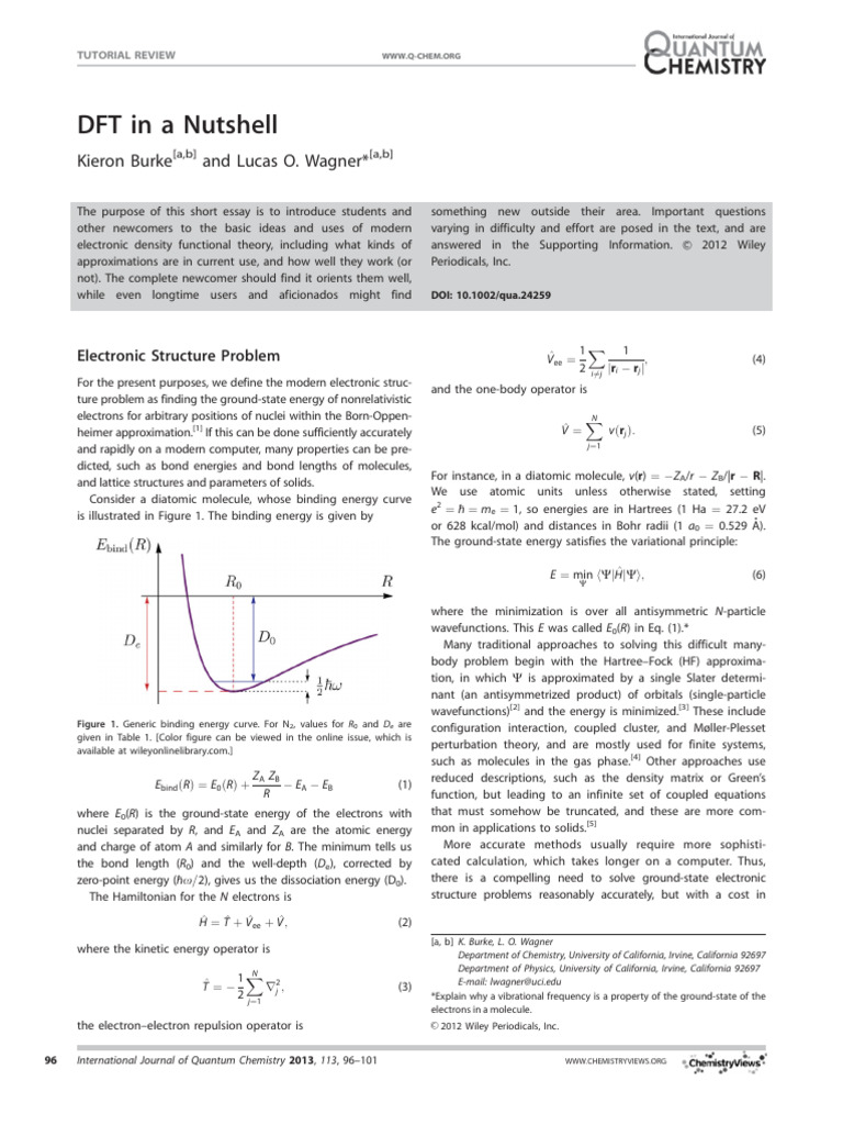 DFT in A Nutshell | PDF | Density Functional Theory | Quantum Chemistry