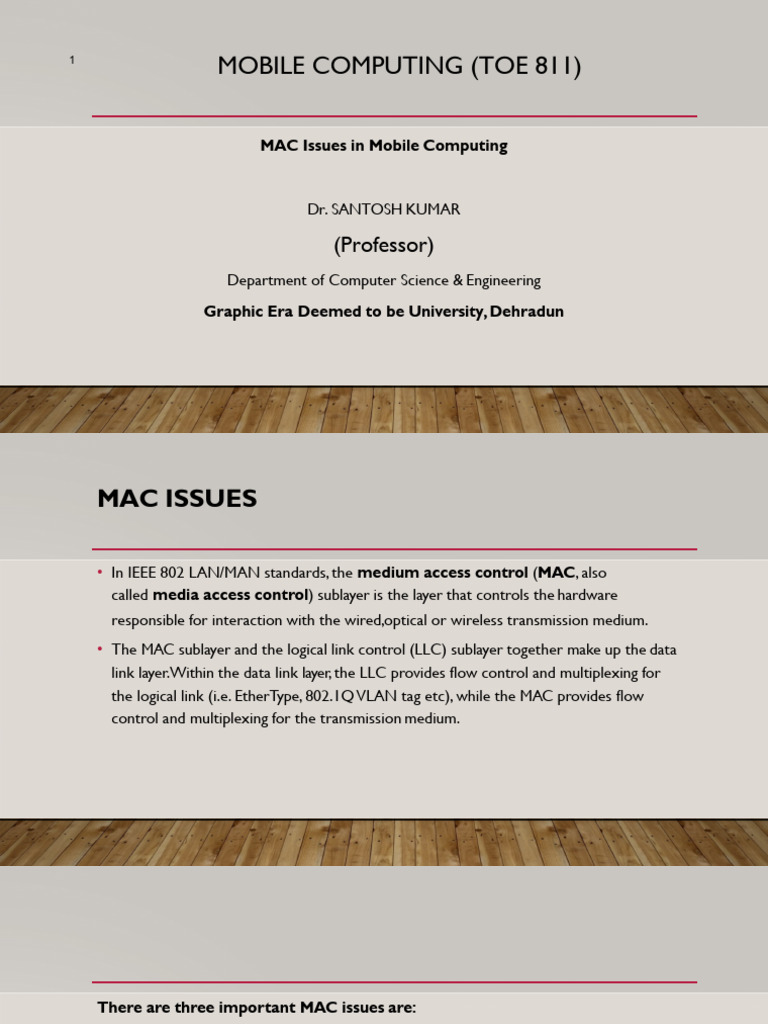 TOE 811-MC-L-3 MAC Issues in Mobile Computing | PDF | Wireless Lan | Wireless Access Point