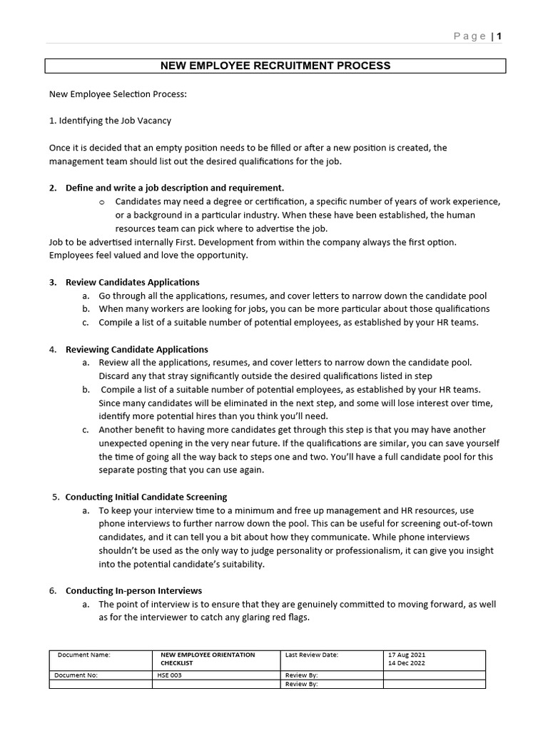 New Employee Recruitement Process. | PDF | Recruitment | Human Resources