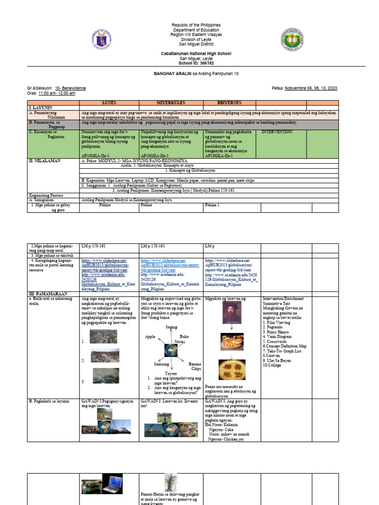 DLL Apan g10 Quarter 2 Week 1 | PDF