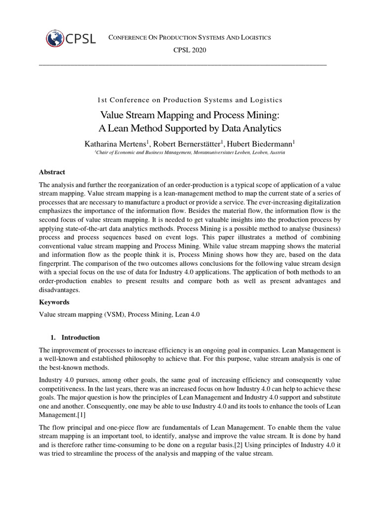CPSL2020-ValueStreamMappingandProcessMining | PDF | Information | Business Process