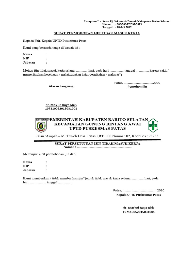 FORMAT SURAT IJIN | PDF