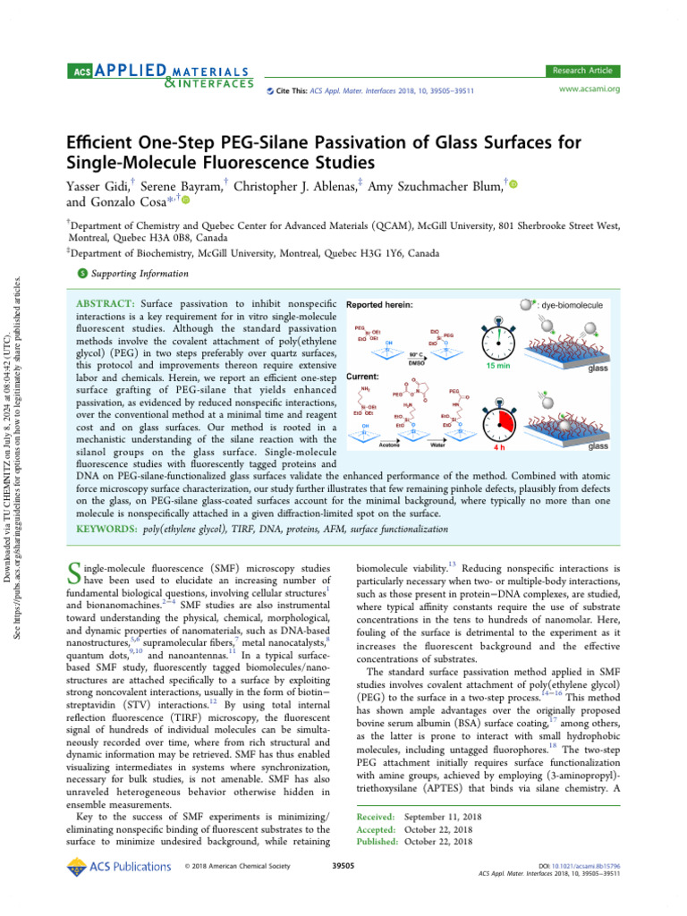 Gidi Et Al 2018 Efficient One Step Peg Silane Passivation of Glass ...